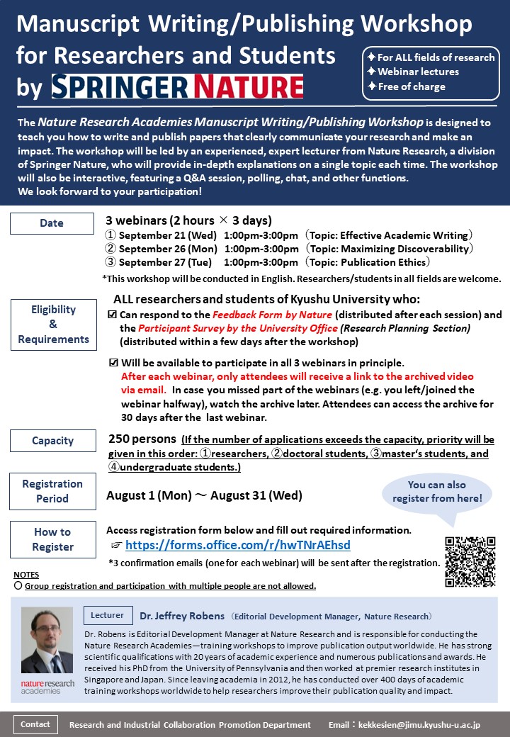 Manuscript Writing/Publishing Workshop for Researchers and Students ...